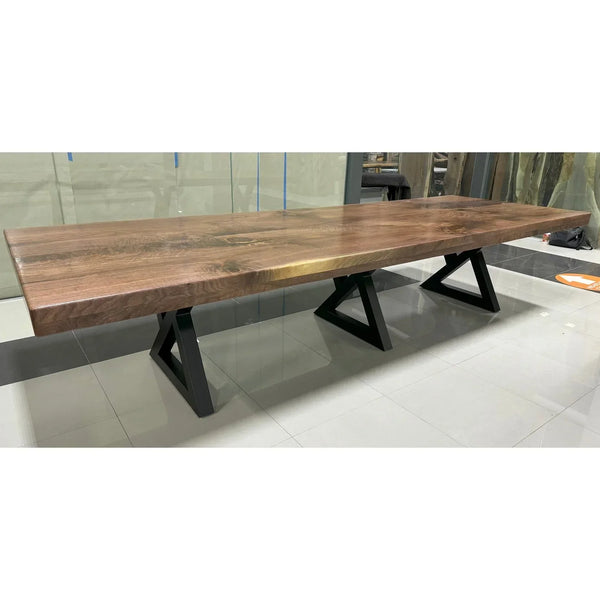Solid Walnut Conference Table – Modern Geometric Legs – CanadaTables